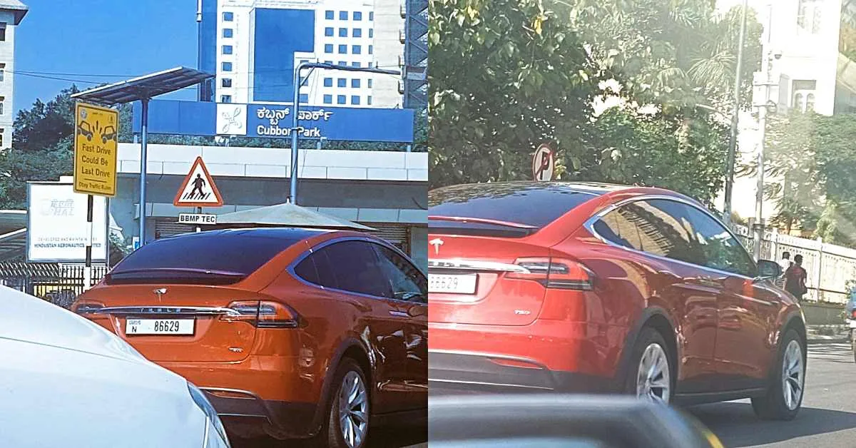 Tesla Model X Ev Suv Spotted In Bangalore Here On Carnet From Dubai